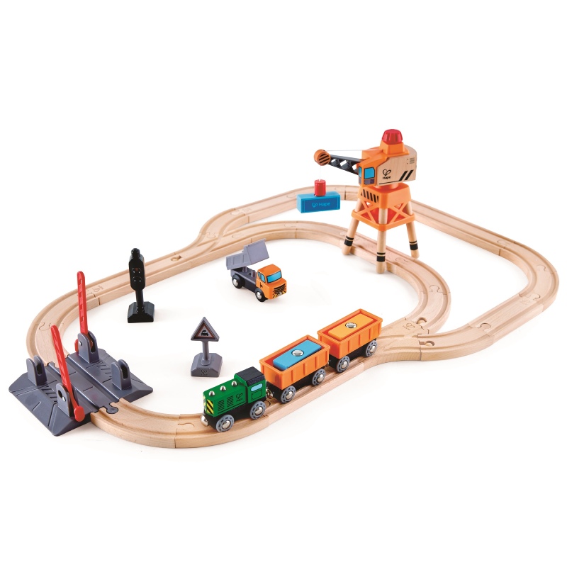 Іграшкова залізниця дерев'яна з краном E3732 Hape 34 деталі | Порівняти ціни, купити в Україні